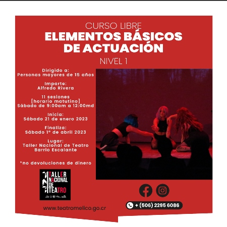 Boletos | Elementos Básicos de la Actuación, Nivel 1- mañana | Teatro Popular Melico Salazar y ...